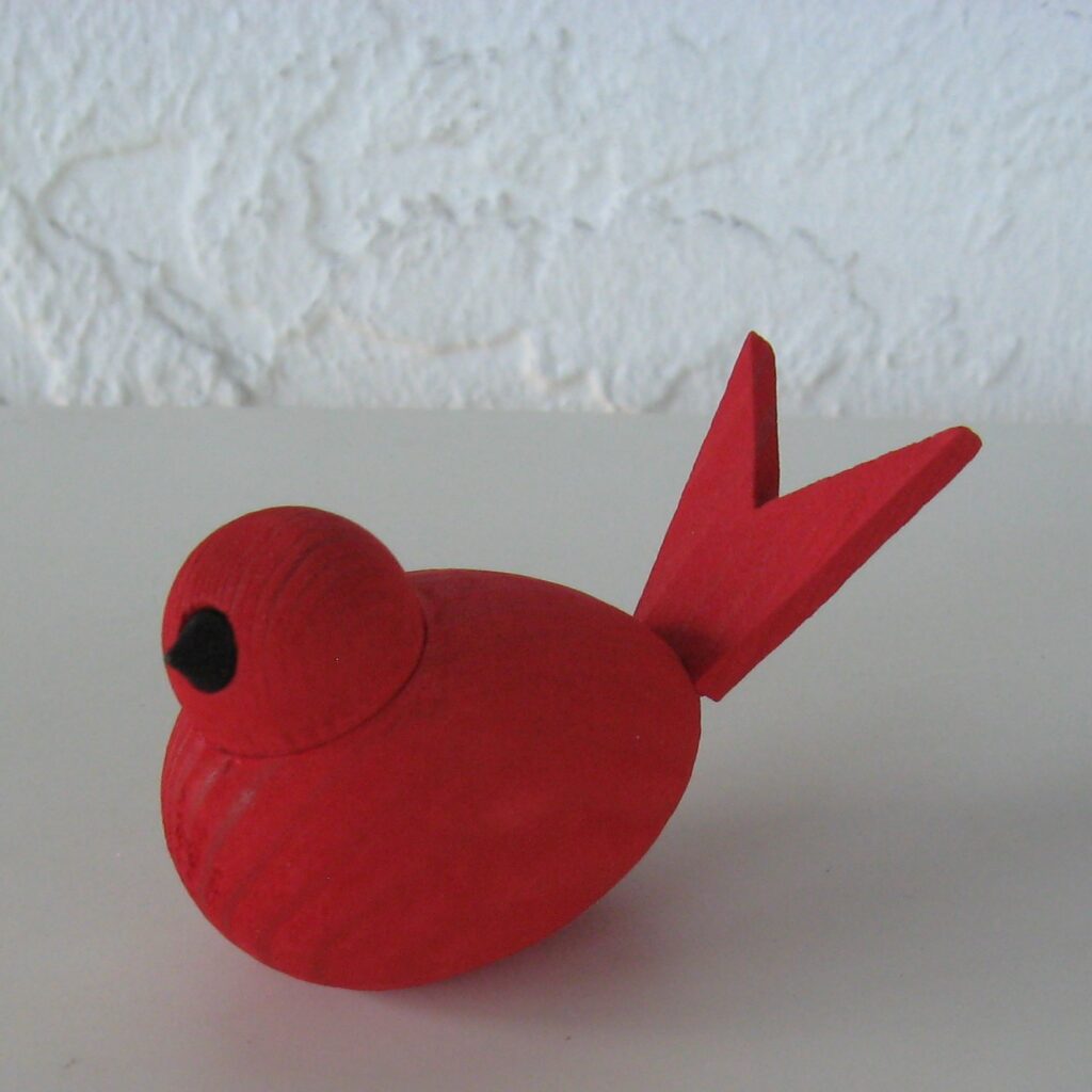 Wood red bird 3″ x 2″ Made in Sweden | Discover Sweden's Finest